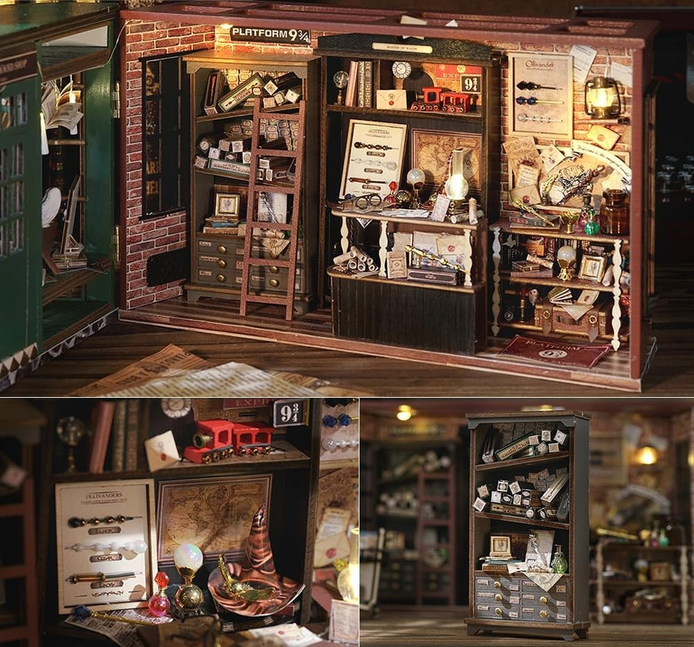 Magisk Trollstavbutik – Bygg-kit för Bokhylledekoration – Nordens Design